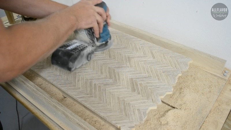 Castle Joint DIY Outdoor Coffee Table with Herringbone Tabletop | AllFlavor Workshop