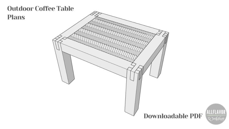 Castle Joint DIY Outdoor Coffee Table with Herringbone Tabletop ...